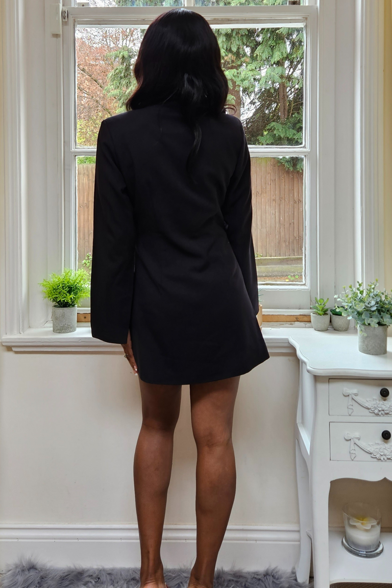 Black Blazer Dress with split sleeves (Siren Suit) – Style & Suit